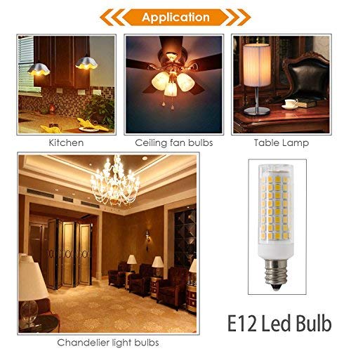 SZHZS E12 LED Light Bulb, Dimmable E12 Candelabra Base Light Bulbs, 70-75W Equivalent 750 Lumens, 4 Packs for Chandelier, Ceiling Fan, Desk Lamp (Warm White)