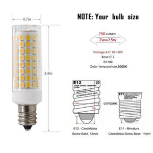 SZHZS E12 LED Light Bulb, Dimmable E12 Candelabra Base Light Bulbs, 70-75W Equivalent 750 Lumens, 4 Packs for Chandelier, Ceiling Fan, Desk Lamp (Warm White)