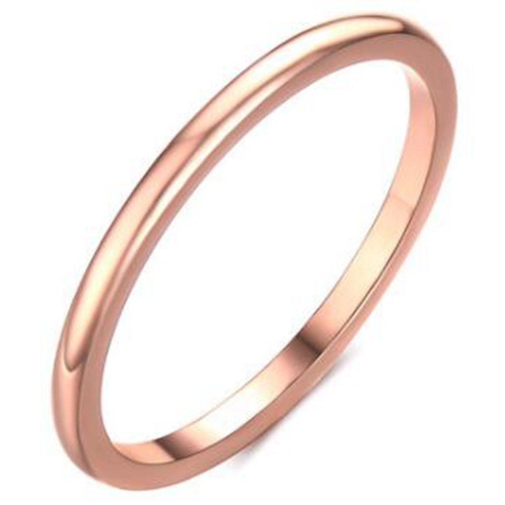 Jude Jewelers 1.5mm Stainless Steel Classical Plain Stackable Wedding Band Ring (Rose Gold, 5.5)