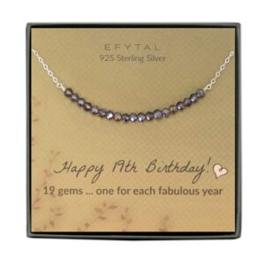 efytal 19th birthday gifts for girls, sterling silver beaded necklace for her, 19th birthday decorations, 19 year old girl birthday gifts