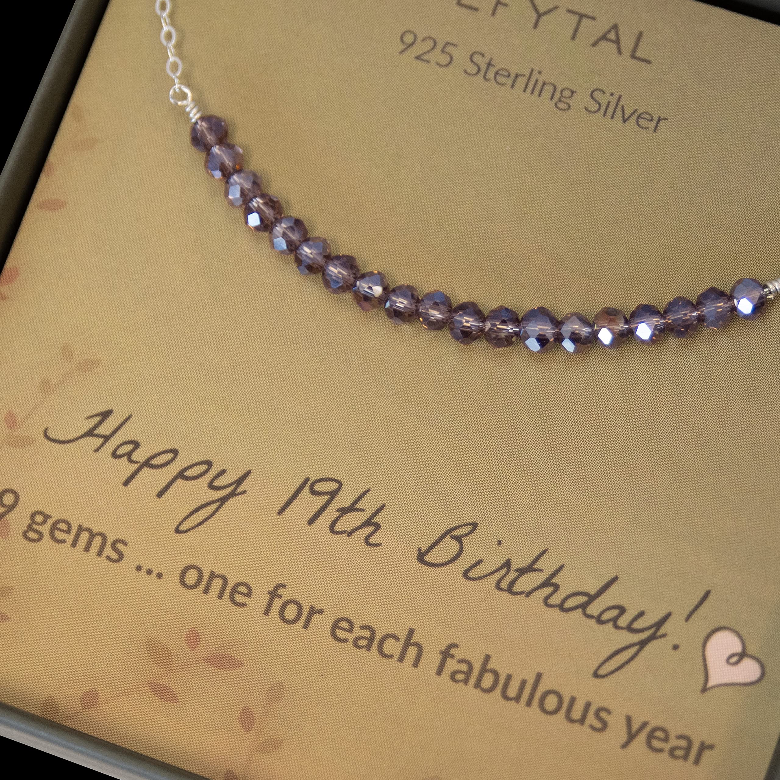 EFYTAL 19th Birthday Gifts for Girls, Sterling Silver Beaded Necklace For Her, 19th Birthday Decorations, 19 Year Old Girl Birthday Gifts