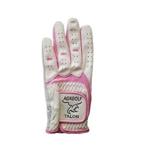 agxgolf six pack!! sure grip ladies left hand size medium cabretta leather golf gloves for women who golf right handed (pink trim)