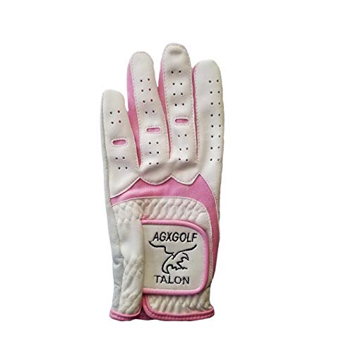 AGXGOLF Six Pack!! Sure Grip Ladies Left Hand Size Medium Cabretta Leather Golf Gloves for Women Who Golf Right Handed (Pink Trim)