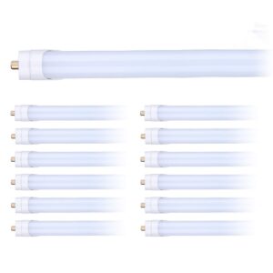 trlife 8ft led tube light, t8 8ft led bulbs 45w 5000k daylight white fa8 base led tube lights, fluorescent light bulbs replacement, frosted cover, 5400lumens, dual-end powered (12pack)