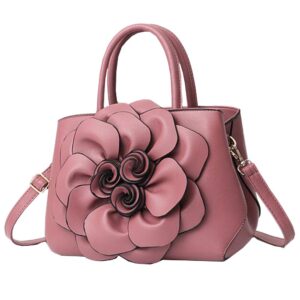 cayla 3d floral handbags purses for women top handle handbag pu leather satchel shoulder crossbody bags ladies evening bag-pink