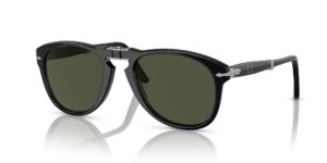 persol po0714-95/31 sunglasses folding black w/green 54mm