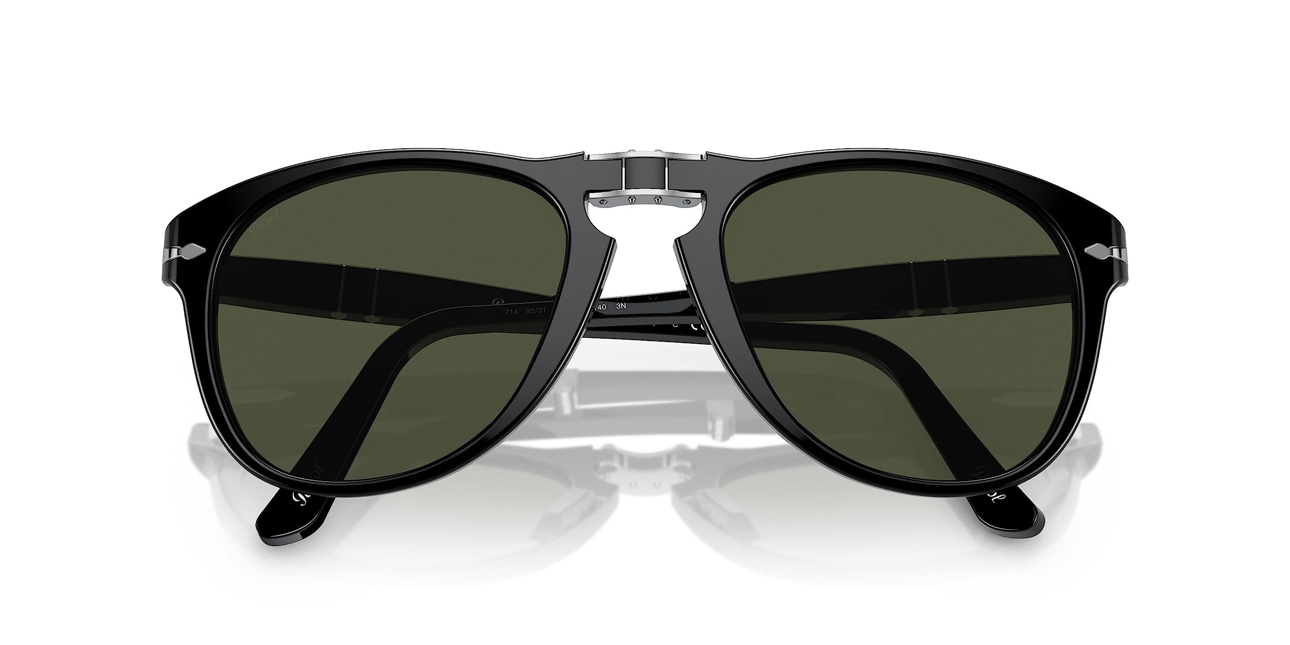 Persol PO0714-95/31 sunglasses FOLDING BLACK w/GREEN 54mm