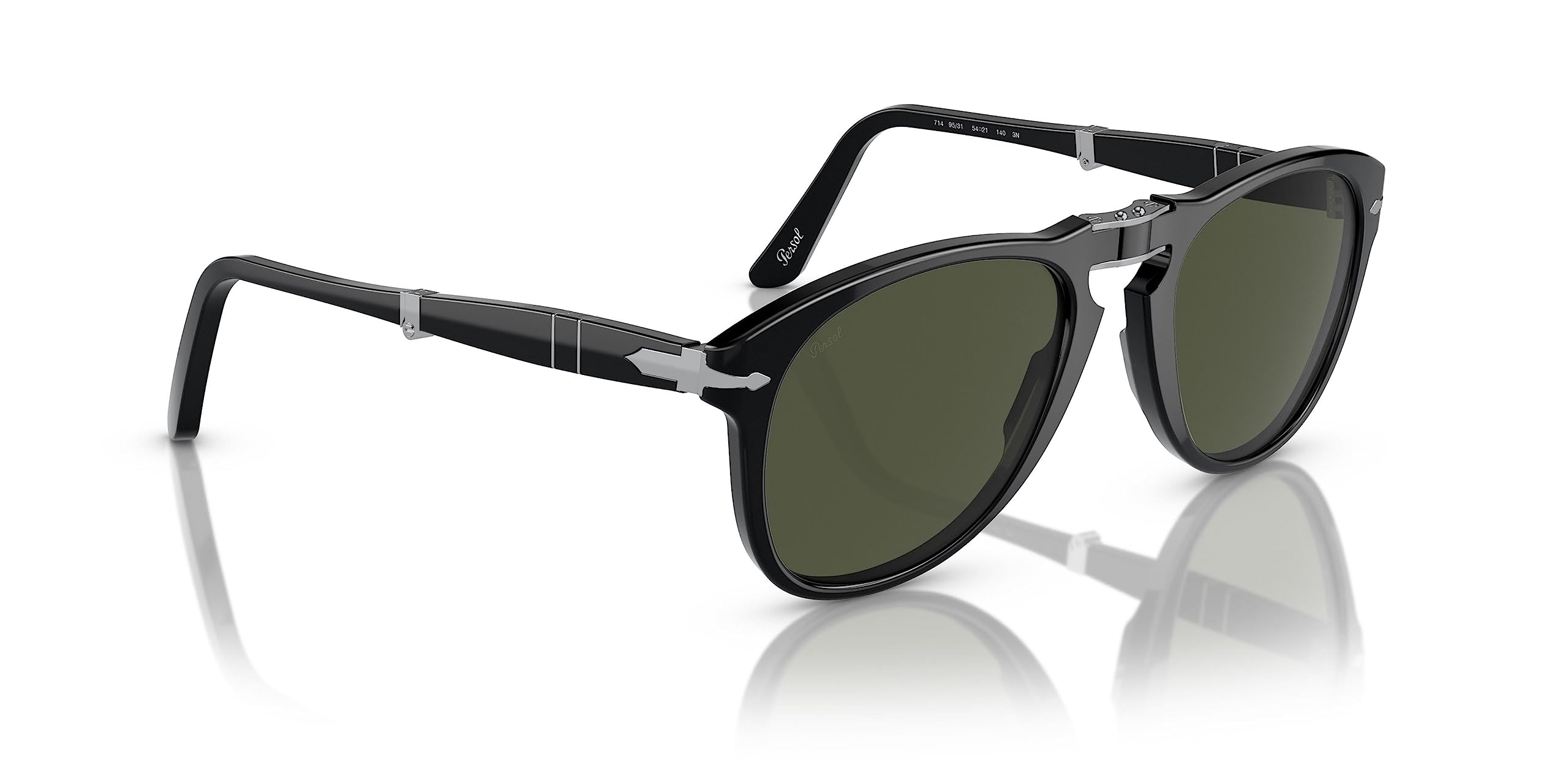 Persol PO0714-95/31 sunglasses FOLDING BLACK w/GREEN 54mm