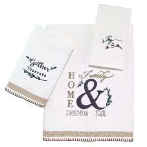 avanti linens - 3pc towel set, soft & absorbent cotton towels (modern farmhouse collection)