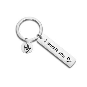 tgbje i purple you keychain i love you keychain gift for boyfriend valentines day gift (i purple you)