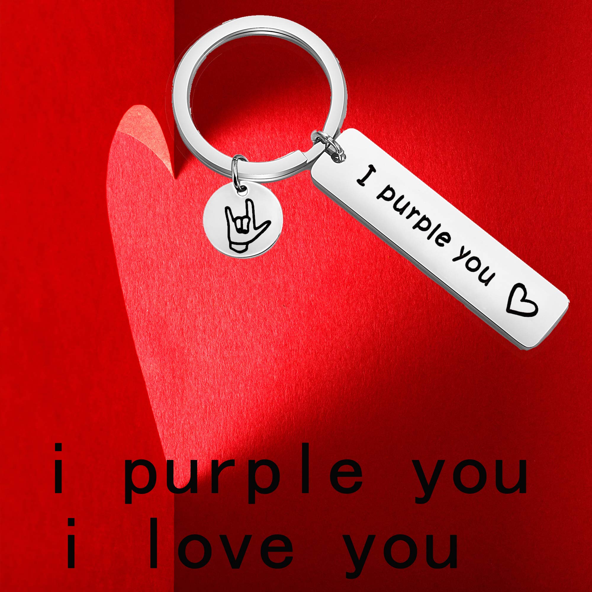 TGBJE I purple you keychain i love you keychain gift for boyfriend valentines day gift (I purple you)