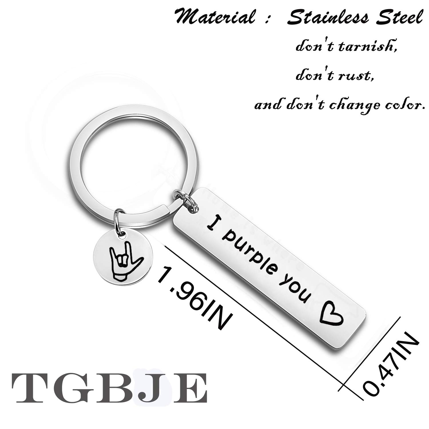 TGBJE I purple you keychain i love you keychain gift for boyfriend valentines day gift (I purple you)