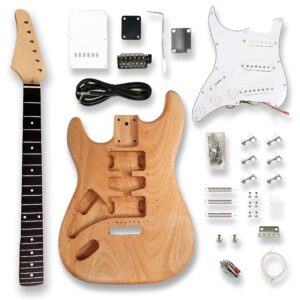 bexgears diy left-handed electric guitar kits, okoume body,