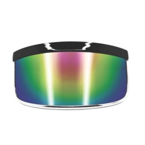 glofx diffraction glasses visor - rainbow mirror effect - oversized futuristic shield sunglasses - perfect for raves, music festivals, performance art, fashion