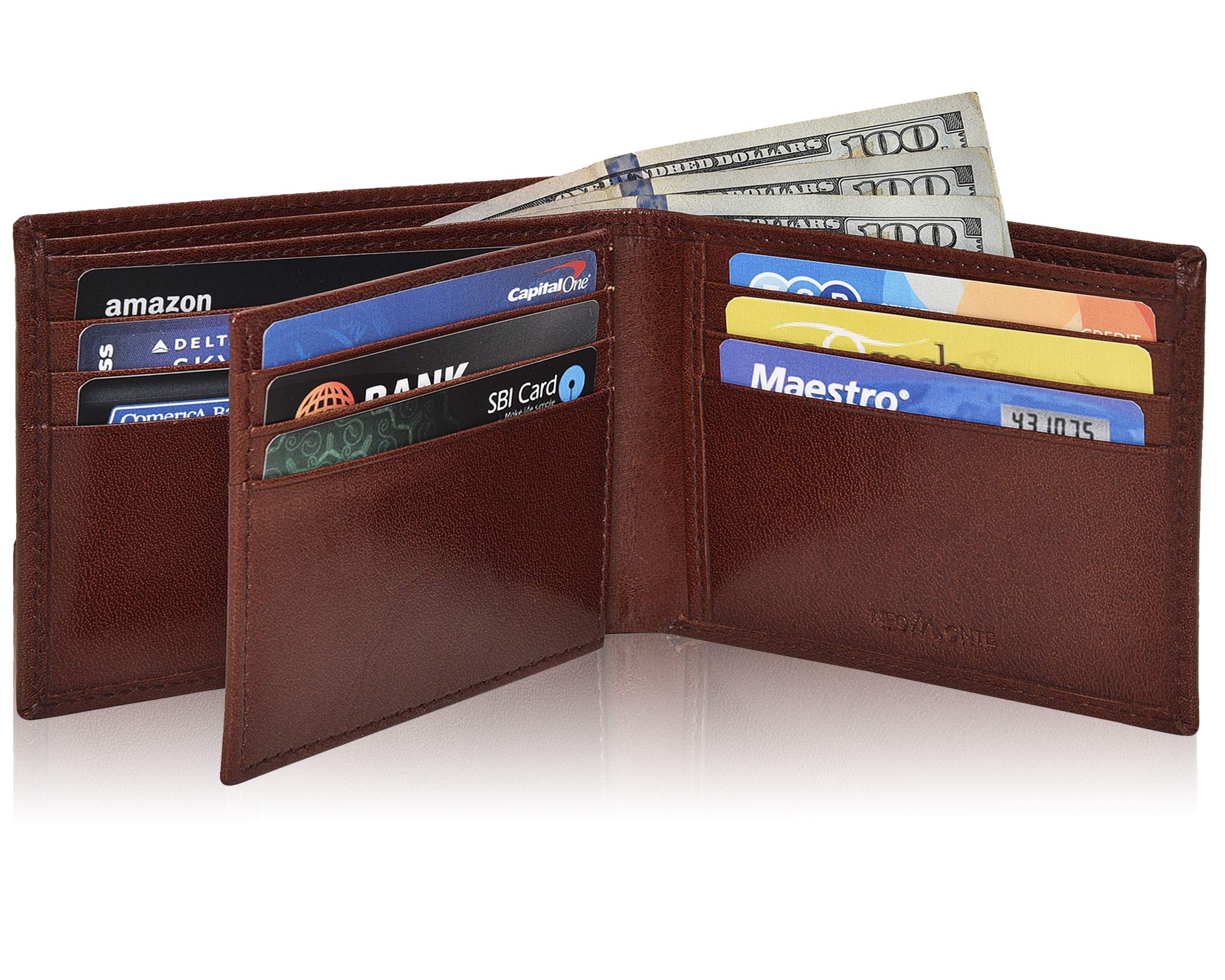 NeoMonte Men's Leather Wallet Sleek and Slim Design comes in Beautiful Gift Box and Handmade with RFID Blocking