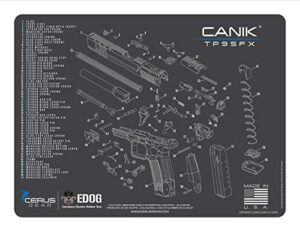 edog tp9 gun cleaning mat - schematic (exploded view) diagram compatible with canik tp9 series pistol 3 mm padded pad protect your firearm magazines bench surfaces gun oil solvent resistant