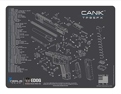 EDOG TP9 Gun Cleaning Mat - Schematic (Exploded View) Diagram Compatible with Canik TP9 Series Pistol 3 mm Padded Pad Protect Your Firearm Magazines Bench Surfaces Gun Oil Solvent Resistant