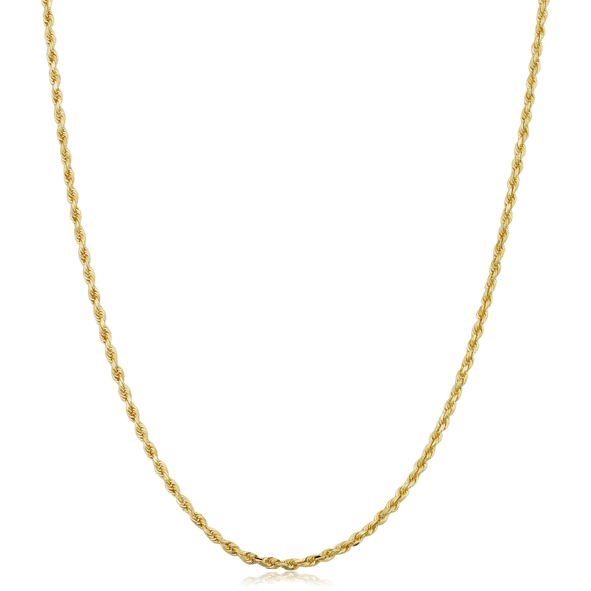 Kooljewelry 14k Yellow Gold Rope Chain Necklace (1.6 mm 20 inch)