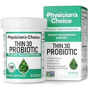 physician's choice probiotics for weight management & bloating - 6 probiotic strains - prebiotics - key ingredient cayenne & green tea - supports gut health - weight management for women & men - 30 ct