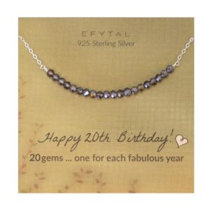 efytal 20th birthday gifts for women, sterling silver beaded necklace, 20th birthday decorations, gifts for 20 year old female