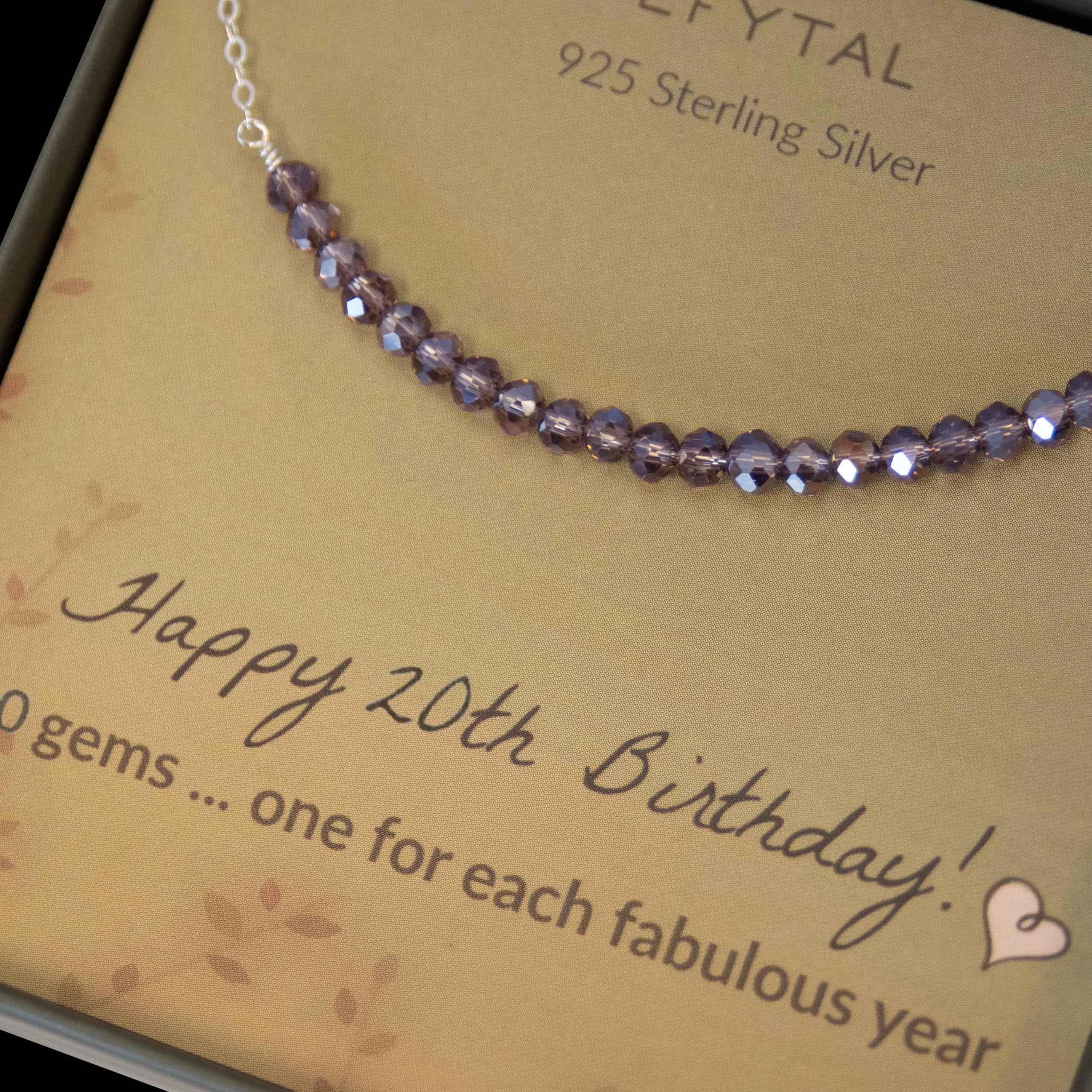 EFYTAL 20th Birthday Gifts for Women, Sterling Silver Beaded Necklace, 20th Birthday Decorations, Gifts for 20 Year Old Female