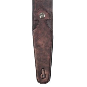 Walker & Williams LIP-05 Metallic Copper Leather Guitar Strap with Cross and Thorns Christian Tooling For Acoustic, Electric, And Bass Guitars