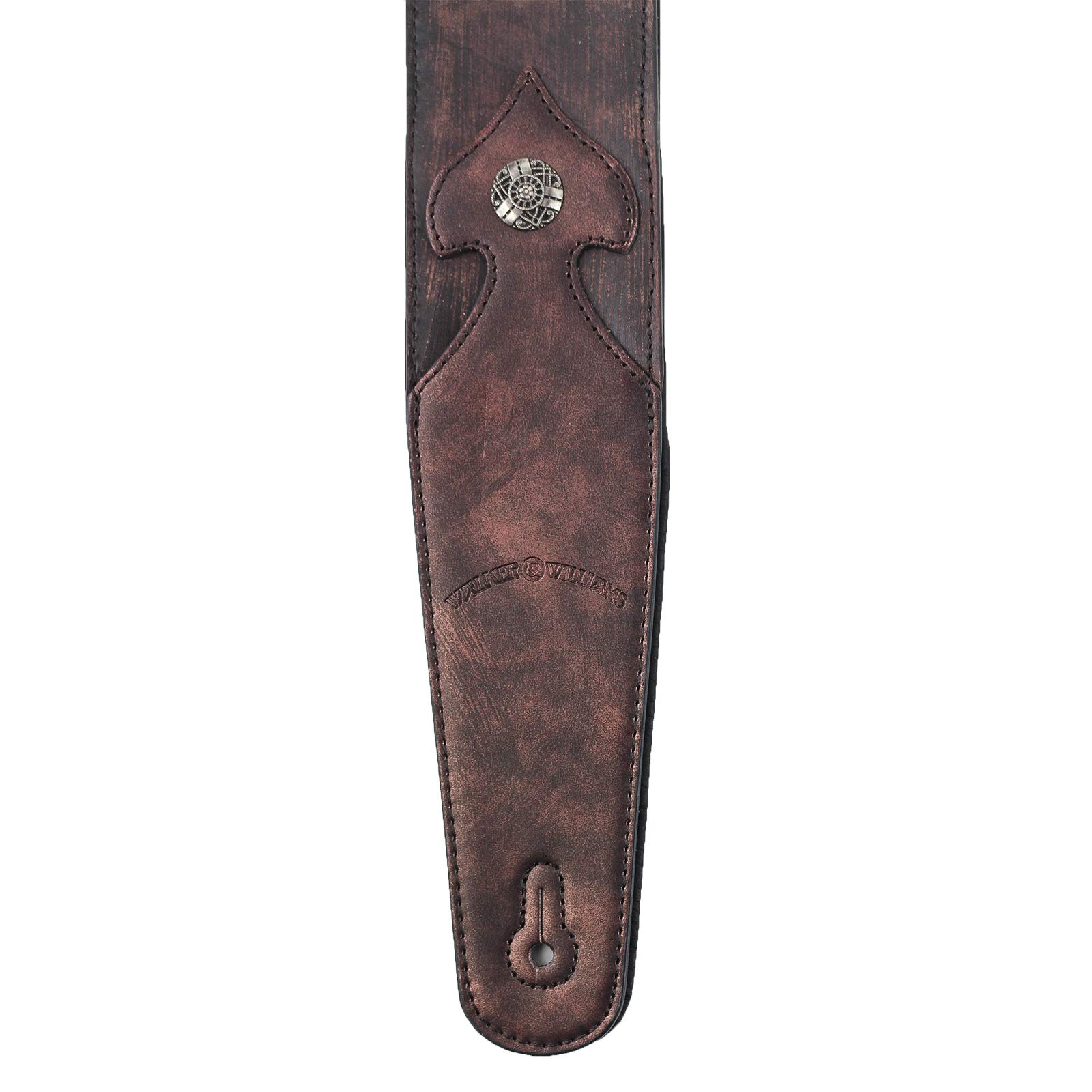 Walker & Williams LIP-05 Metallic Copper Leather Guitar Strap with Cross and Thorns Christian Tooling For Acoustic, Electric, And Bass Guitars