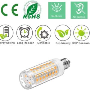 E12 LED Bulb Dimmable 7W C7 Bulb Equivalent to E12 Halogen Bulb 60W, Warm White 3000K T6 E12 Candelabra Bulb 60 Watt for Ceiling Fan, Chandelier Lighting, AC120V Kx-2000 Bulbrite Replacement (6 Pack)