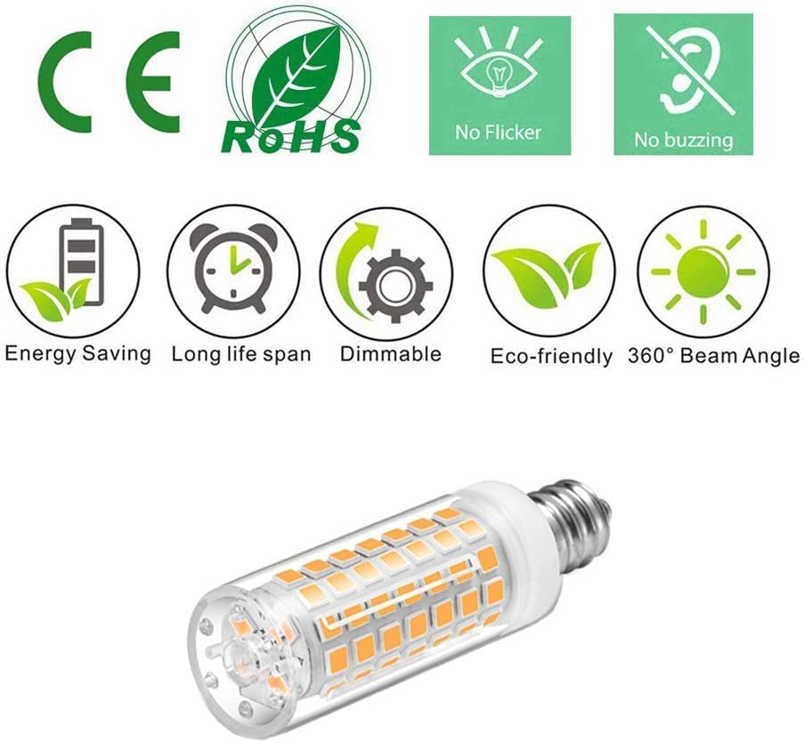 E12 LED Bulb Dimmable 7W C7 Bulb Equivalent to E12 Halogen Bulb 60W, Warm White 3000K T6 E12 Candelabra Bulb 60 Watt for Ceiling Fan, Chandelier Lighting, AC120V Kx-2000 Bulbrite Replacement (6 Pack)