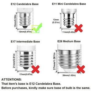 E12 LED Bulb Dimmable 7W C7 Bulb Equivalent to E12 Halogen Bulb 60W, Warm White 3000K T6 E12 Candelabra Bulb 60 Watt for Ceiling Fan, Chandelier Lighting, AC120V Kx-2000 Bulbrite Replacement (6 Pack)