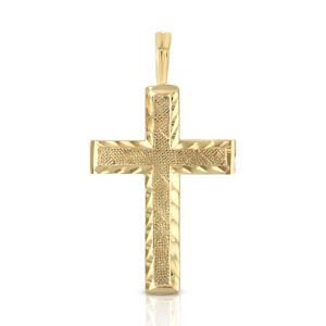 ioka 14k yellow gold small religious thin cross pendant for necklace or chain