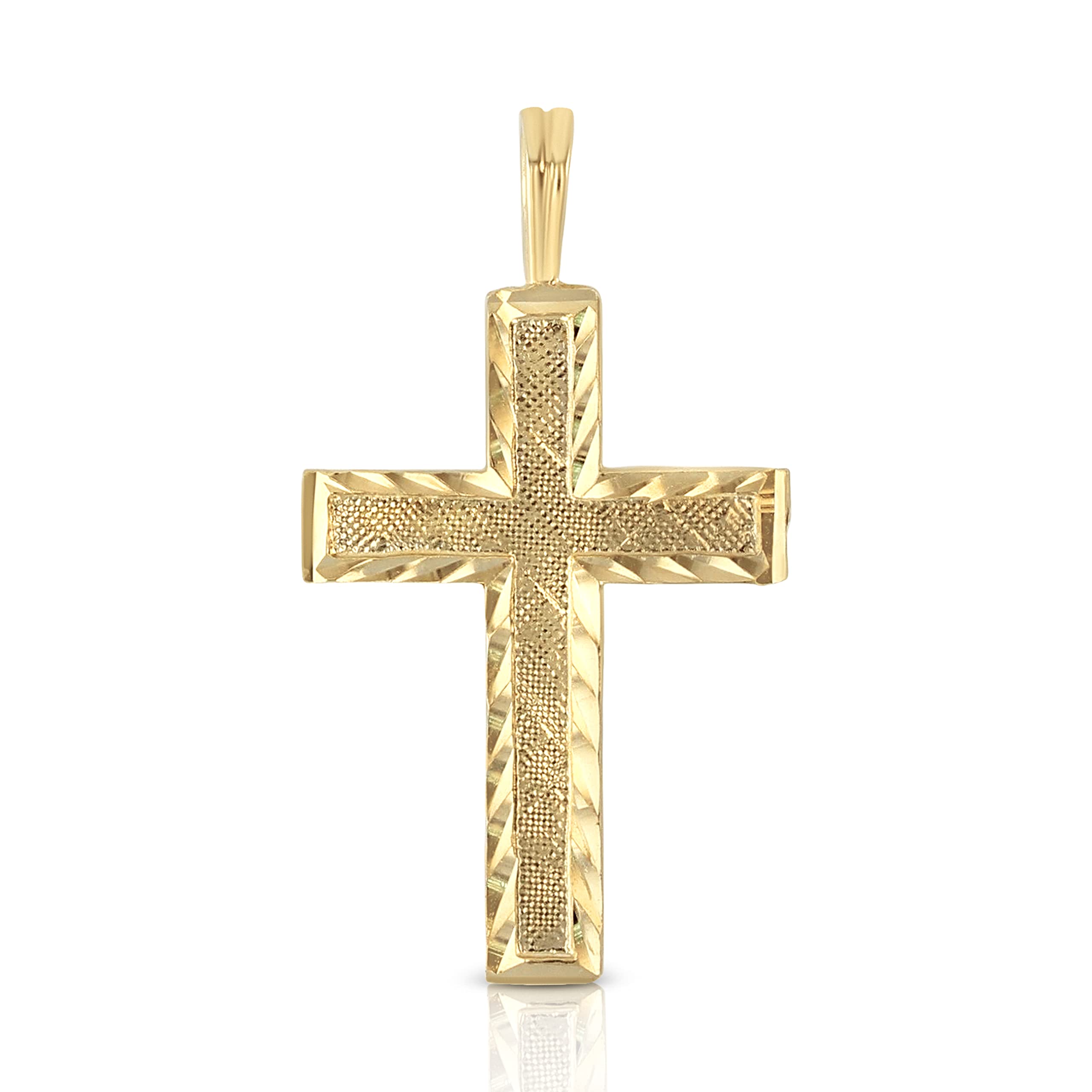 Ioka 14K Yellow Gold SMALL Religious THIN Cross Pendant For Necklace or Chain