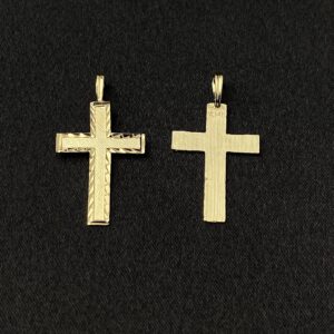 Ioka 14K Yellow Gold SMALL Religious THIN Cross Pendant For Necklace or Chain