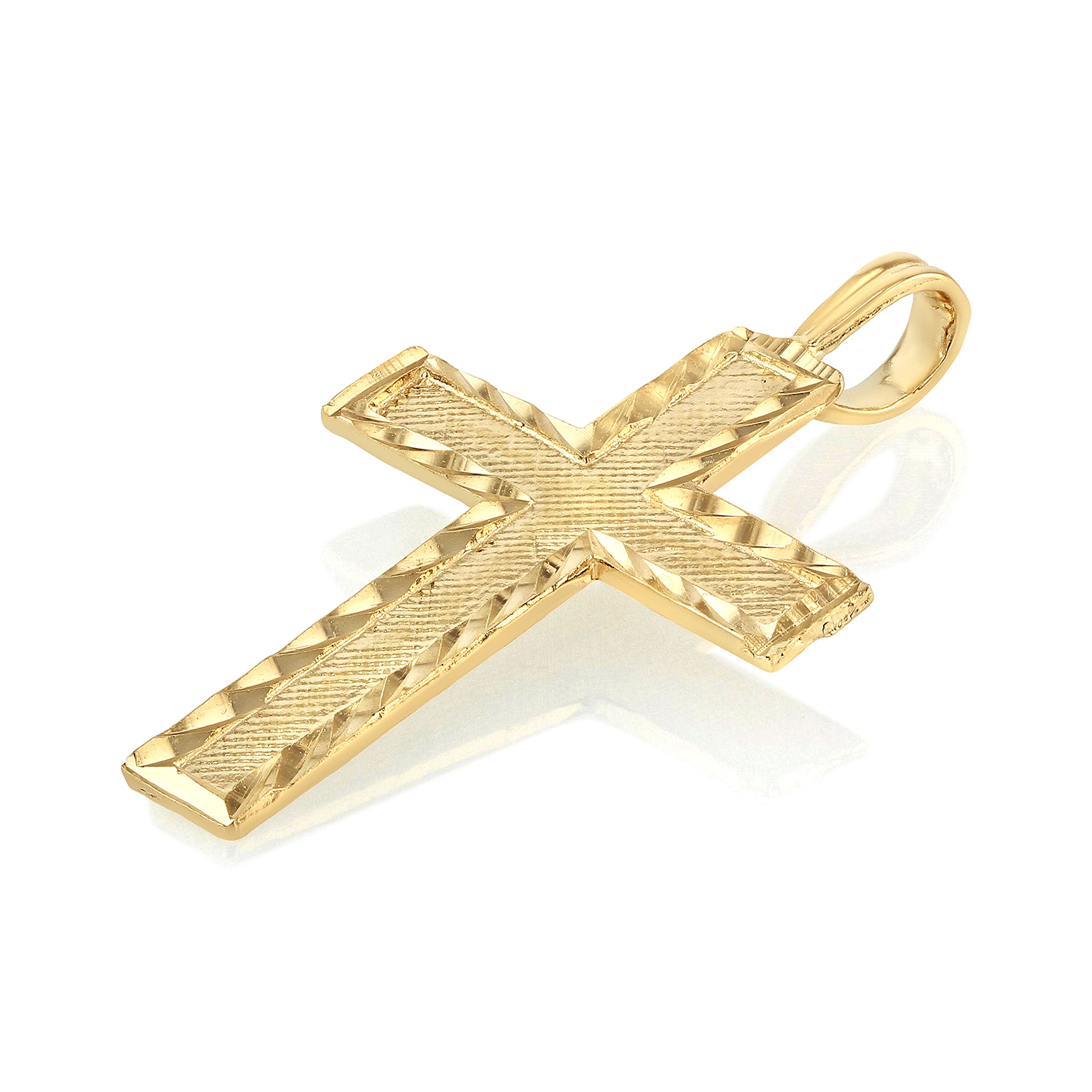 Ioka 14K Yellow Gold SMALL Religious THIN Cross Pendant For Necklace or Chain