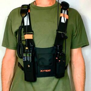 X-FIRE® Updated Dual Portable Radio Chest Rig Harness for Two-Way Radios w/ 3m Reflective. Now with Larger Radio Pocket