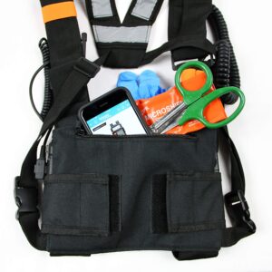 X-FIRE® Updated Dual Portable Radio Chest Rig Harness for Two-Way Radios w/ 3m Reflective. Now with Larger Radio Pocket