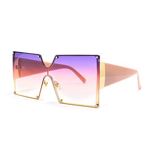 mincl/Oversized Shield Sunglasses Woman 2019 Fashion Luxury Shades UV400 Vintage Flat Top Futuristic Sunglasses (purple&pink)