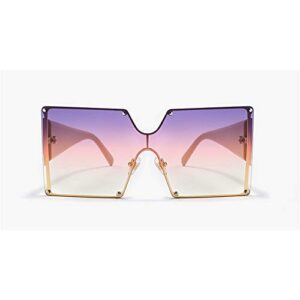 mincl/Oversized Shield Sunglasses Woman 2019 Fashion Luxury Shades UV400 Vintage Flat Top Futuristic Sunglasses (purple&pink)