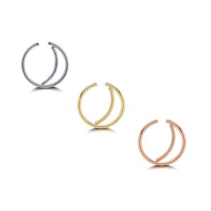 nzdlm moon nose ring hoop 20g surgical steel nose rings septum nose ring body piercing jewelry for women (a-3pcs)