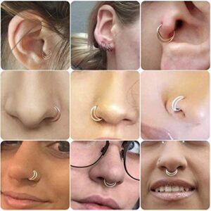 NZDLM Moon Nose Ring Hoop 20g Surgical Steel Nose Rings Septum Nose Ring Body Piercing Jewelry for Women (A-3PCS)