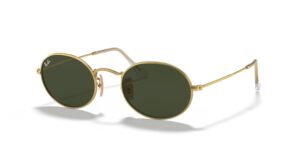 ray-ban rb3547 oval sunglasses, gold/g-15 green, 51 mm