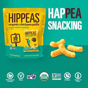 Hippeas Organic Chickpea Puffs Vegan White Cheddar, 1 Ounce, 6 Count