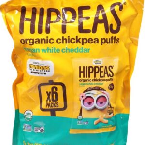 Hippeas Organic Chickpea Puffs Vegan White Cheddar, 1 Ounce, 6 Count