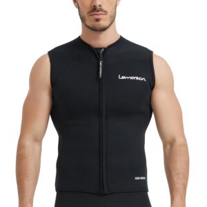 Lemorecn Mens Wetsuits Top Premium Neoprene 3mm Zipper Diving Vest (2095black-L)