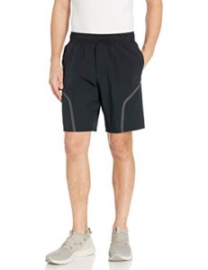 under armour stretch woven utility workout gym short, black (001)/pitch gray, small