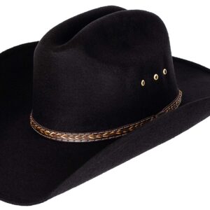 Queue Essentials Western Style Pinch Front Straw Canvas Cowboy Cowgirl Straw Hat (Felt Black, SM)