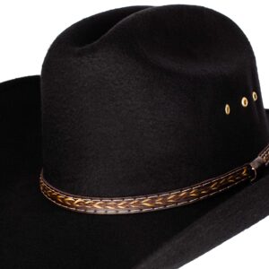 Queue Essentials Western Style Pinch Front Straw Canvas Cowboy Cowgirl Straw Hat (Felt Black, SM)