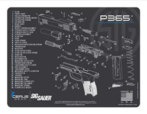 edog p365 gun cleaning mat - schematic (exploded view) diagram compatible with sig sauer p365 series pistol 3 mm padded pad protect your firearm magazines bench surfaces gun oil solvent resistant