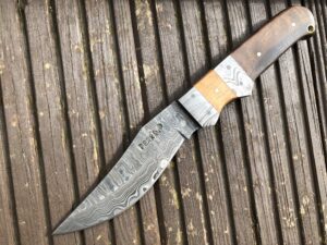 perkin hk899 damascus steel hunting knife with sheath