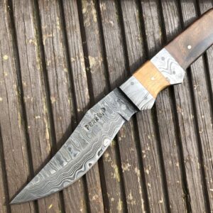 Perkin HK899 Damascus Steel Hunting Knife With Sheath